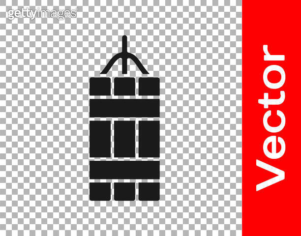 Black Detonate dynamite bomb stick icon isolated on transparent ...