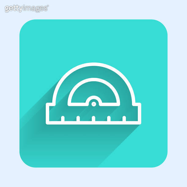 White line Protractor grid for measuring degrees icon isolated with ...