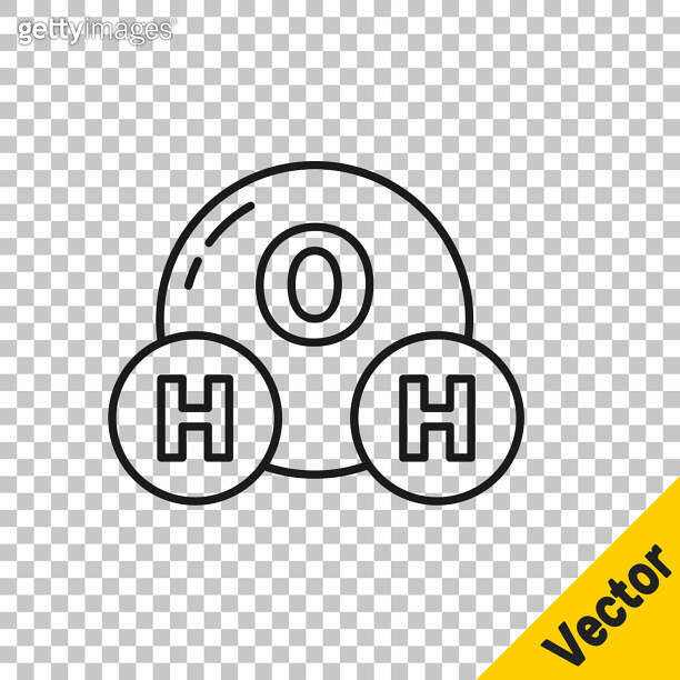 Black line Chemical formula for water drops H2O shaped icon isolated on ...
