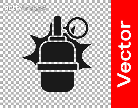 Black Hand grenade icon isolated on transparent background. Bomb ...