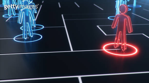 3d illustration Network structure between people, data exchange. The ...