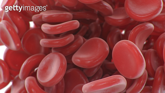 Abstract red blood cells clot in the shape of a sphere isolated on ...