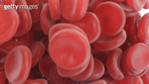 Abstract red blood cells clot. Scientific and medical concept. Transfer ...