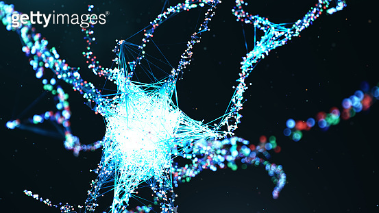 Abstract neural cells. AI neuron. Artificial neural network technology ...