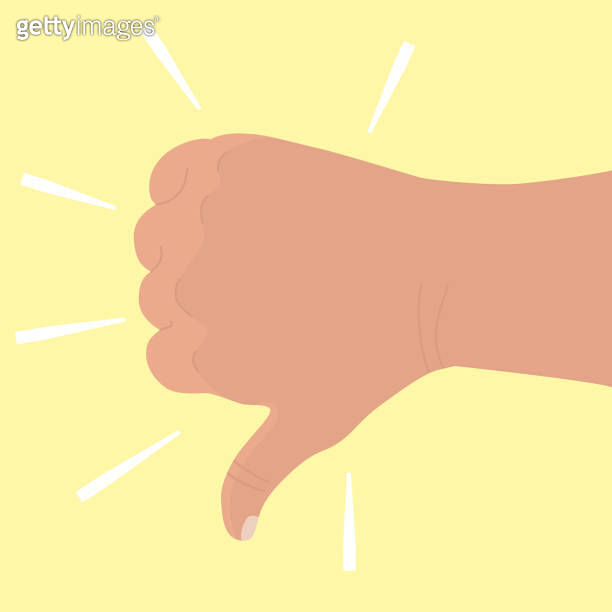 Dislike. Hand shows thumb down. A symbol of poor performance ...