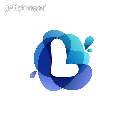 Letter L pure water logo. Swirling overlapping shape with splashing ...