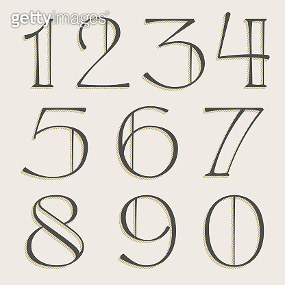 Elegant alphabet numbers serif set. Classic thin pen lettering with ...