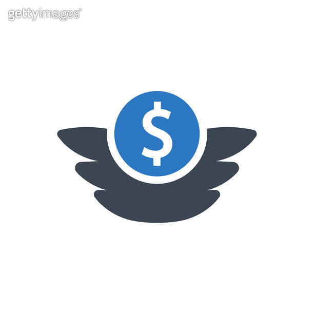 Chasing Money Icon. flying dollar, money (vector illustration ...