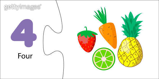 Number four, 4. score, learning numbers through fruits and vegetables ...