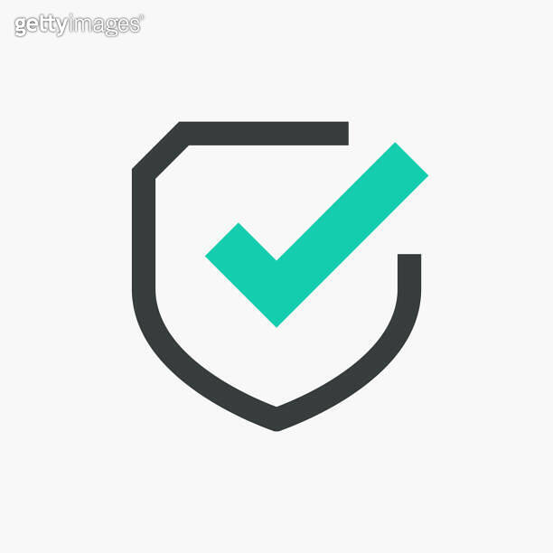 Shield with check mark icon. Security, reliability, protection, safety ...