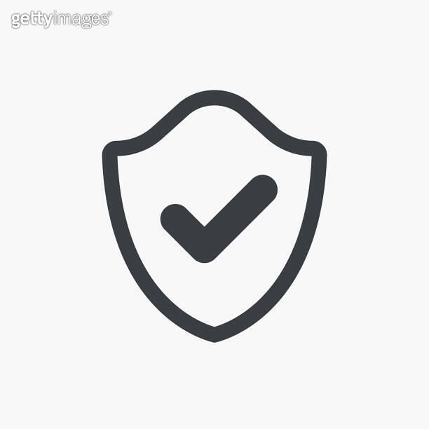 Shield with check mark icon. Security, reliability, protection, safety ...