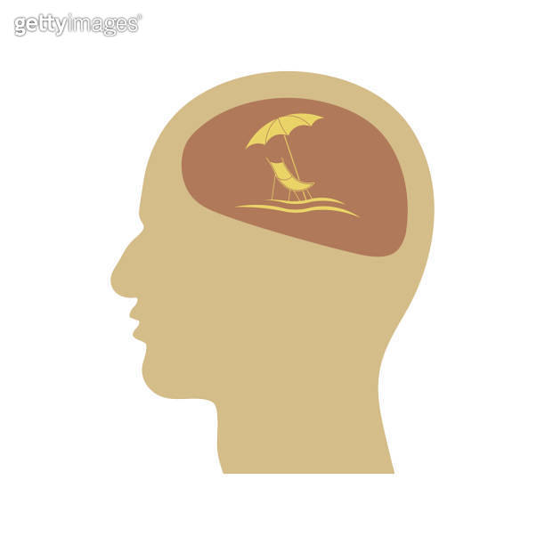 icon head, thinking about vacation, summer, go to the sea, the sea, the ...