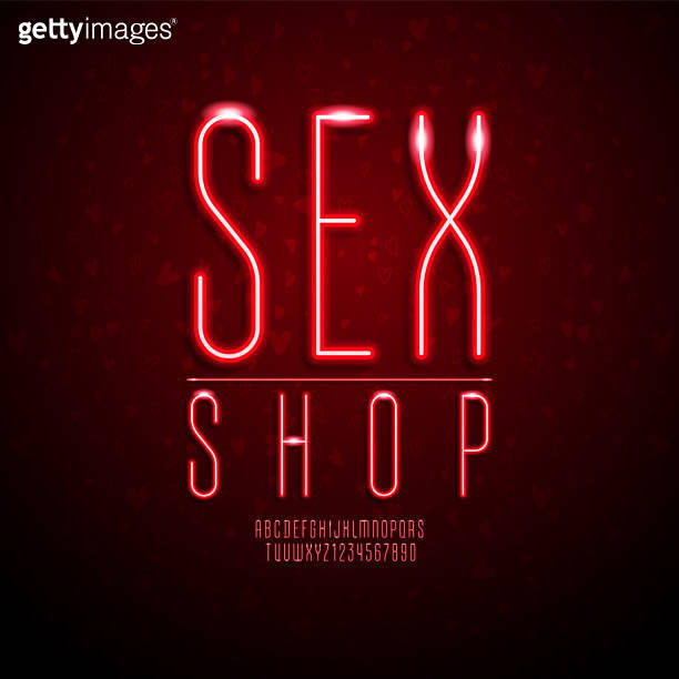 Sexy neon font, trendy vibrant alphabet in the red light style, modern ...