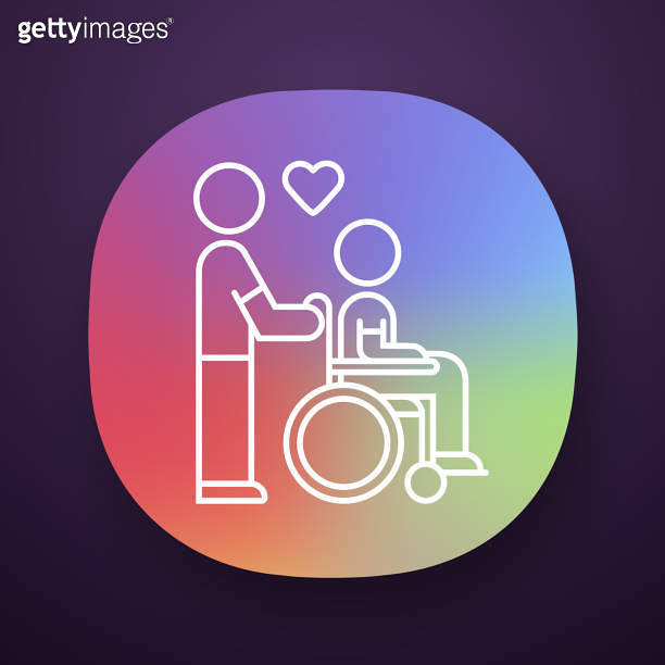 Disabled people help app icon. Volunteer responsibility for handicapped ...