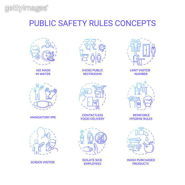 Public safety rules concept icons set 이미지 (1288664285) - 게티이미지뱅크
