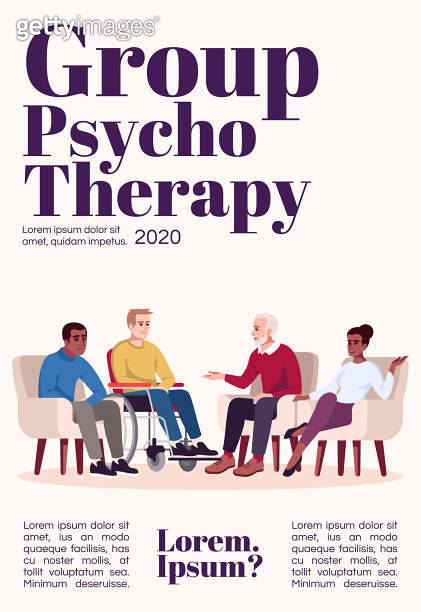 Group psychotherapy magazine cover template. Psychology consultation ...