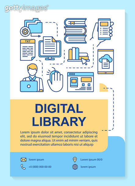 Digital library poster template layout. Banner, booklet, leaflet print ...