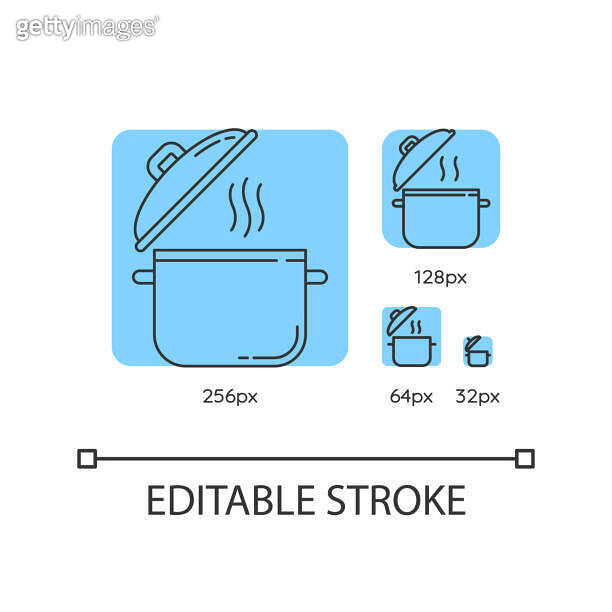 Cooking pot blue linear icons set 이미지 (1270612534) - 게티이미지뱅크