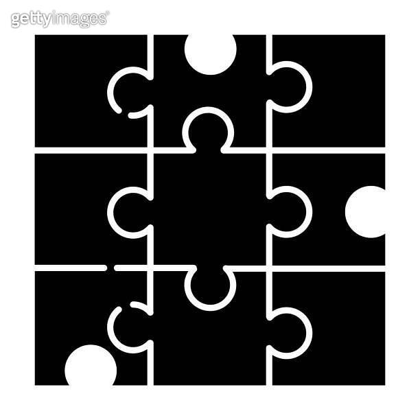 Jigsaw puzzle glyph icon. Tiling, assembly game. Interlocking pieces ...