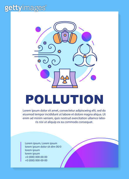 Air pollution poster template layout. Environmental damage. Factory ...