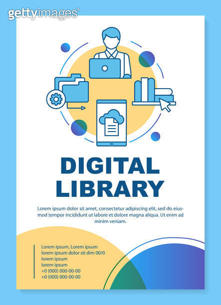 Digital library poster template layout. Banner, booklet, leaflet print ...