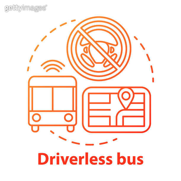 Driverless bus concept icon. Autopilot for city passenger ...