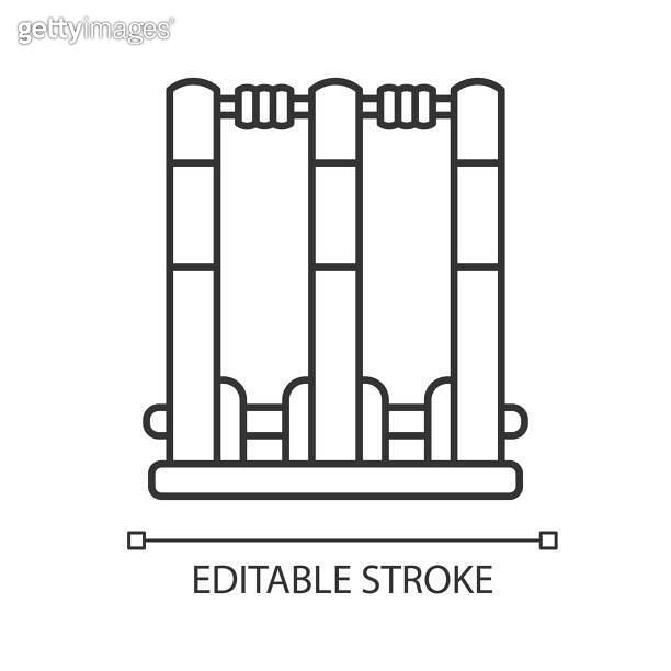 Cricket stumps linear icon. Cricket wicket. Gate in game. Three ...