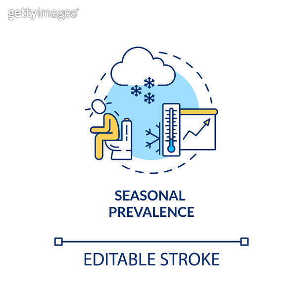 Seasonal prevalence concept icon. Epidemiology in winter. Sick human ...