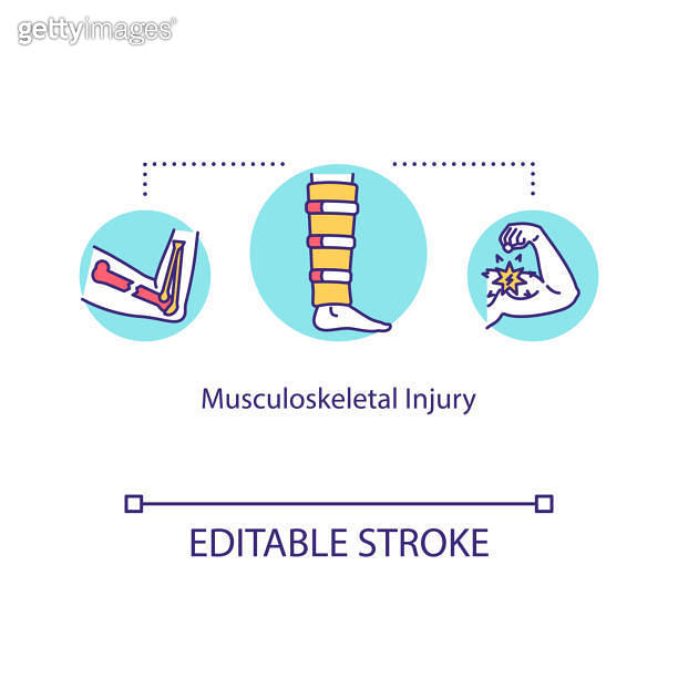 Musculoskeletal injury concept icon. Muscular and skeletal systems ...