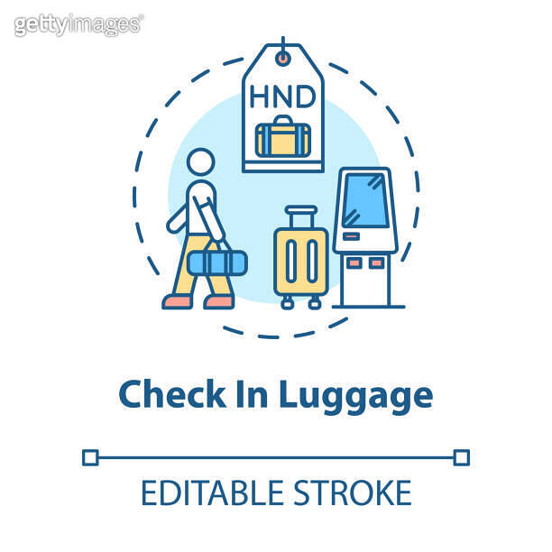 Check in luggage concept icon. Baggage control idea thin line ...