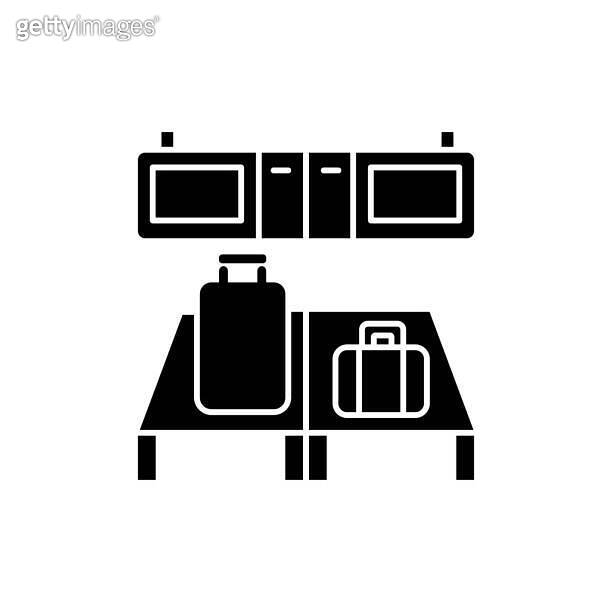 Baggage custom check flat design long shadow glyph icon. Luggage on ...