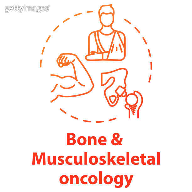 Bone and musculoskeletal oncology concept icon. Bone and muscle cancer ...