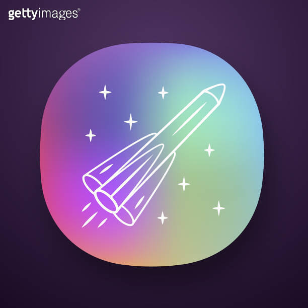 Rocket app icon. Missile, spacecraft, aircraft. Human spaceflight ...