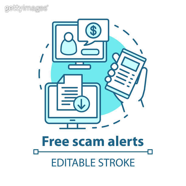 Free scam alerts concept icon. Information about financial criminal ...