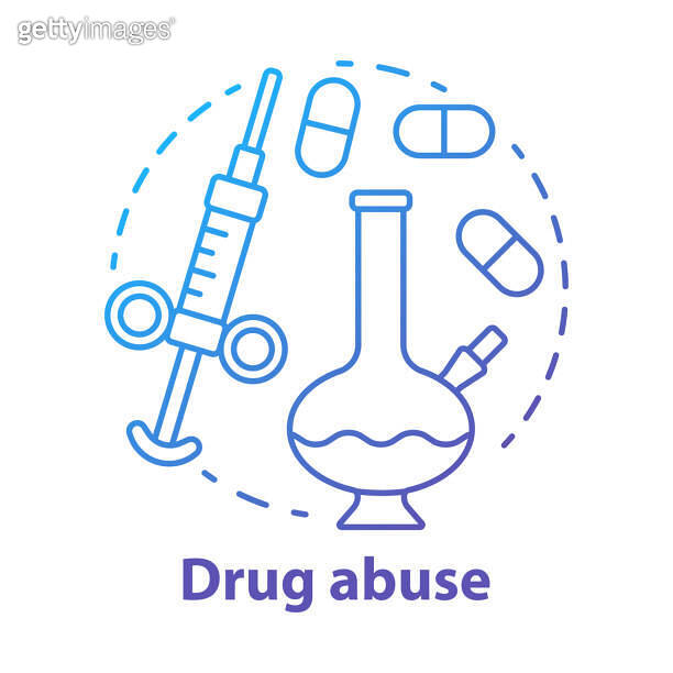 Drug abuse concept icon. Narcotic, opioid addiction idea thin line ...
