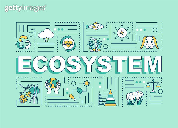 Ecosystem word concepts banner. Biodiversity, living organisms ...