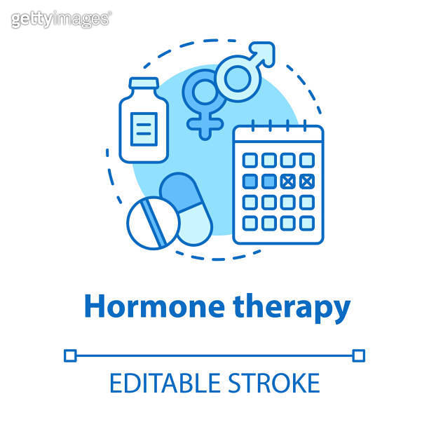 Hormone therapy concept icon. Medical treatment idea thin line ...