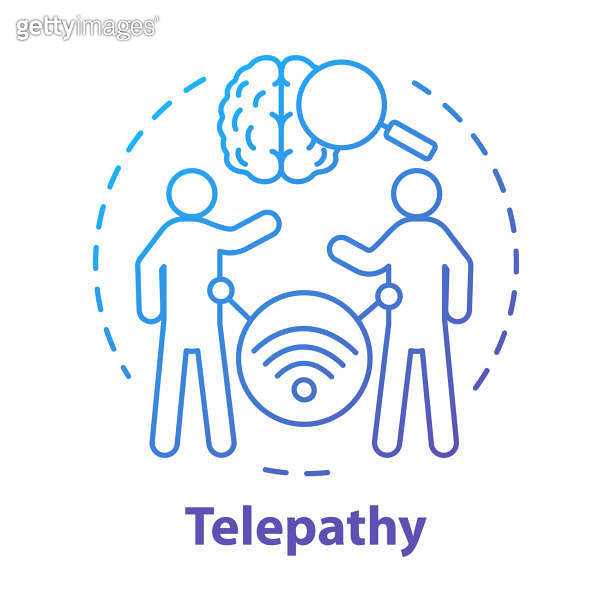 Telepathy concept icon. Mind reading, thought transference idea thin ...