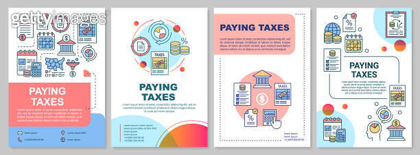 Paying taxes brochure template. Calculating taxation rate. Flyer ...