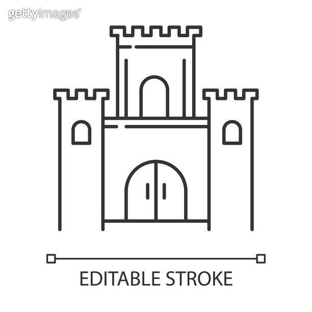 Solomon temple Bible story linear icon. Jerusalem king castle. Worship ...