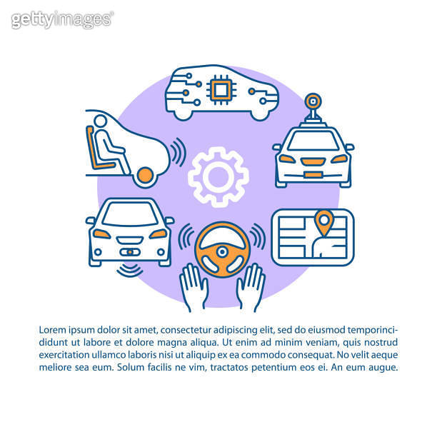 Self-driving car article page vector template. Driverless vehicle ...