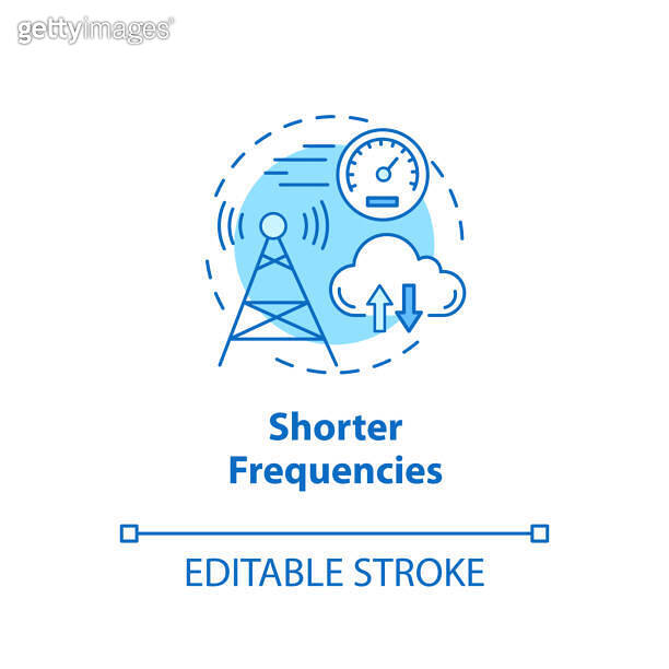 Shorter frequencies concept icon. Telecommunication tower. 5G ...