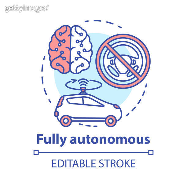 Fully autonomous concept icon. Car driven by artificial intelligence ...