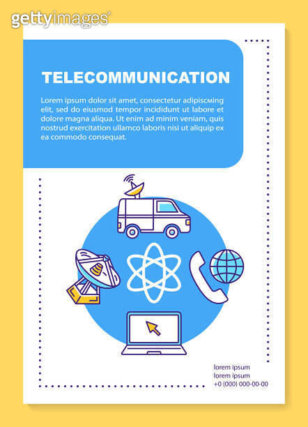 Telecommunication industry poster template layout. TV broadcasting ...