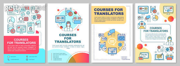 Courses for translators brochure template layout. Interpretation. Flyer ...