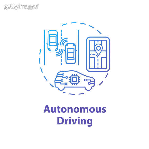 Autonomus driving concept icon. Smart car. Unmanned vehicles idea thin ...