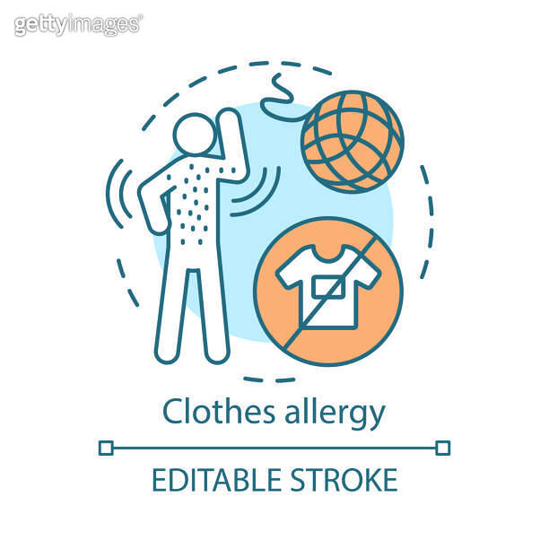 Clothes allergy concept icon. Textile contact dermatitis idea thin line ...