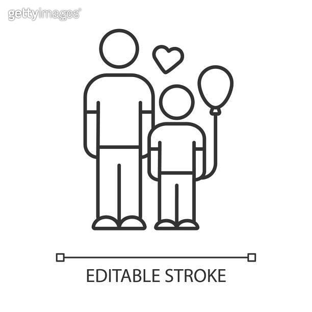Orphans help linear icon. Child adoption. Volunteering support program ...