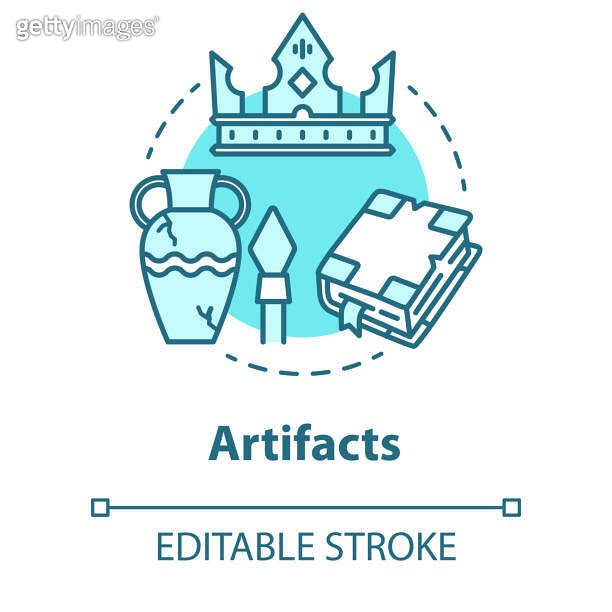 Artifacts concept icon. Ancient treasures. Museum exhibits ...