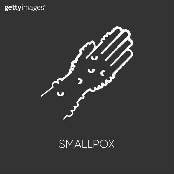 Smallpox chalk white icon on black background. Contagious ...
